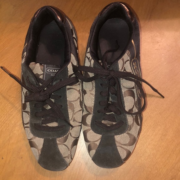 Coach | Shoes | Coach Hilary Brown Signature Sneakers | Poshmark